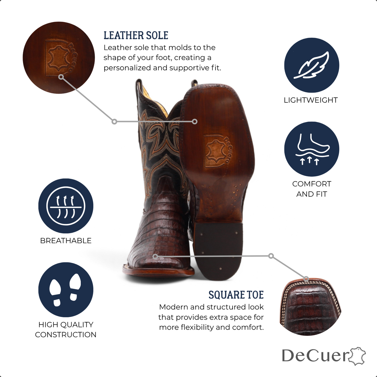 Keaton Men's Brown Croc Belly Exotic Leather Boots | DeCuero