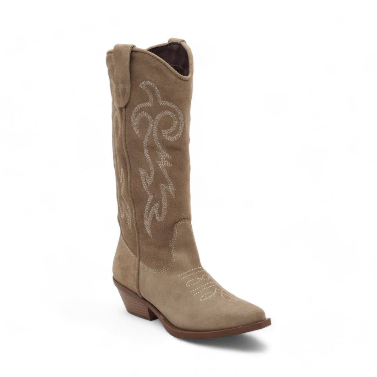 Sheriff Women's Beige Suede Leather Boots | DeCuero