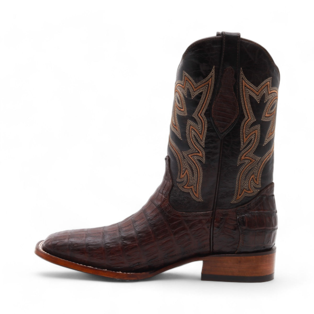 Keaton Men's Brown Croc Belly Exotic Leather Boots | DeCuero
